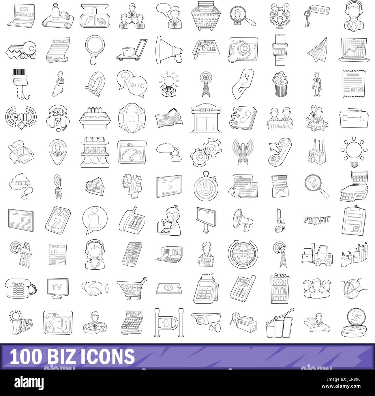 100 biz icons set, outline style Stock Vector Image & Art - Alamy