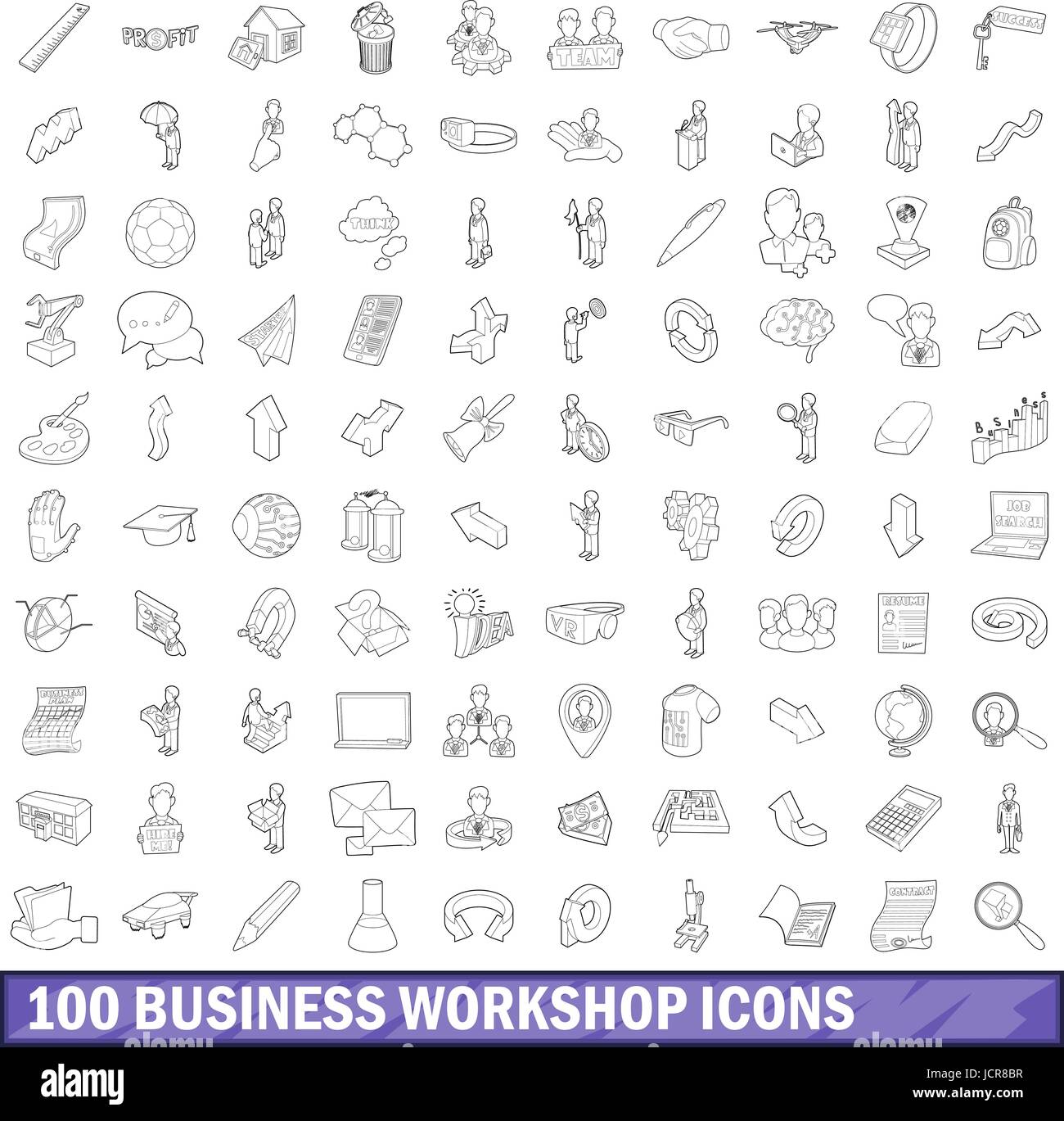100 business workshop icons set, outline style Stock Vector Image & Art ...