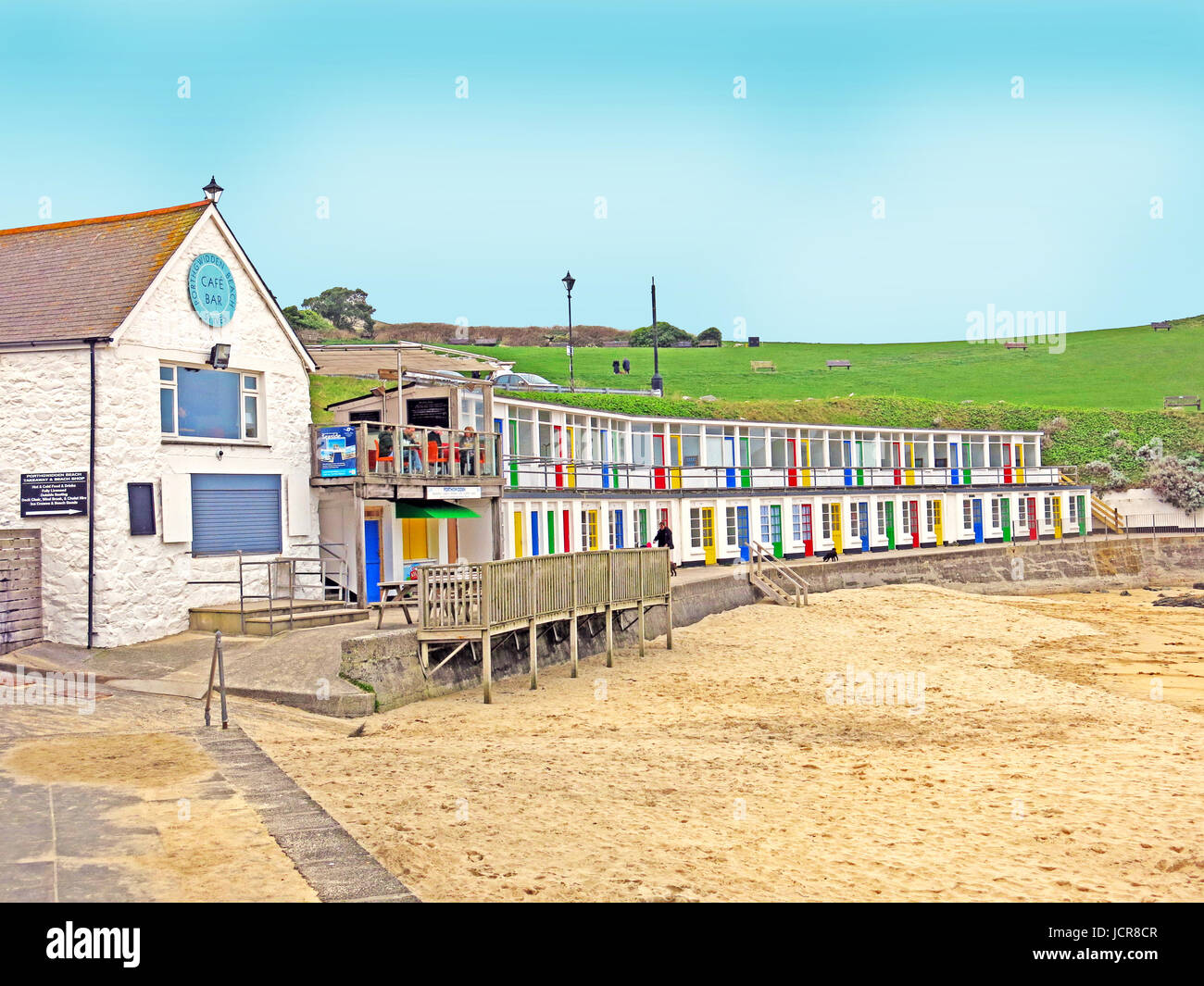 A double decker collection of colourful beach huts at Porthgwidden ...