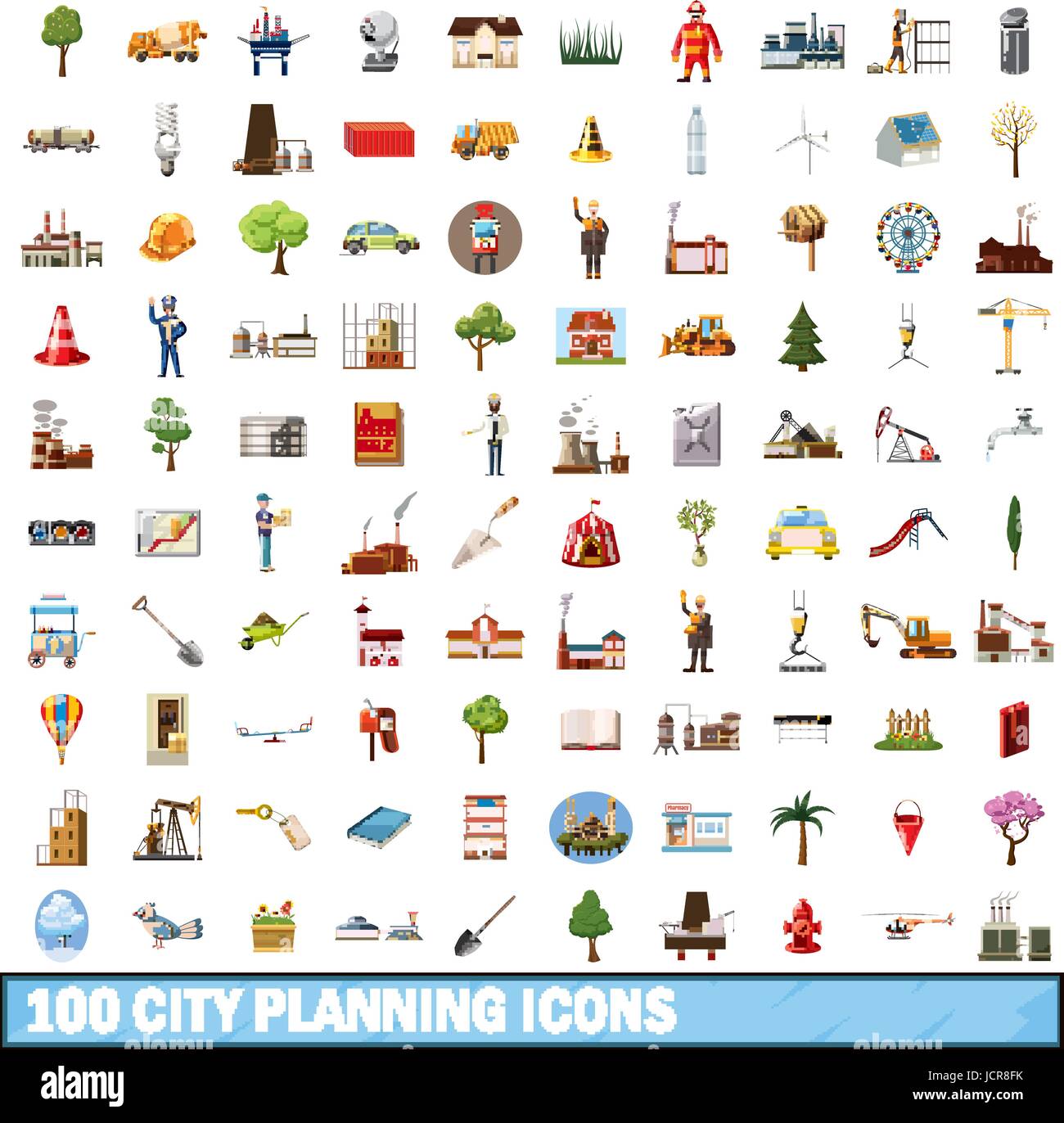 100 city planning icons set, cartoon style Stock Vector Image & Art - Alamy