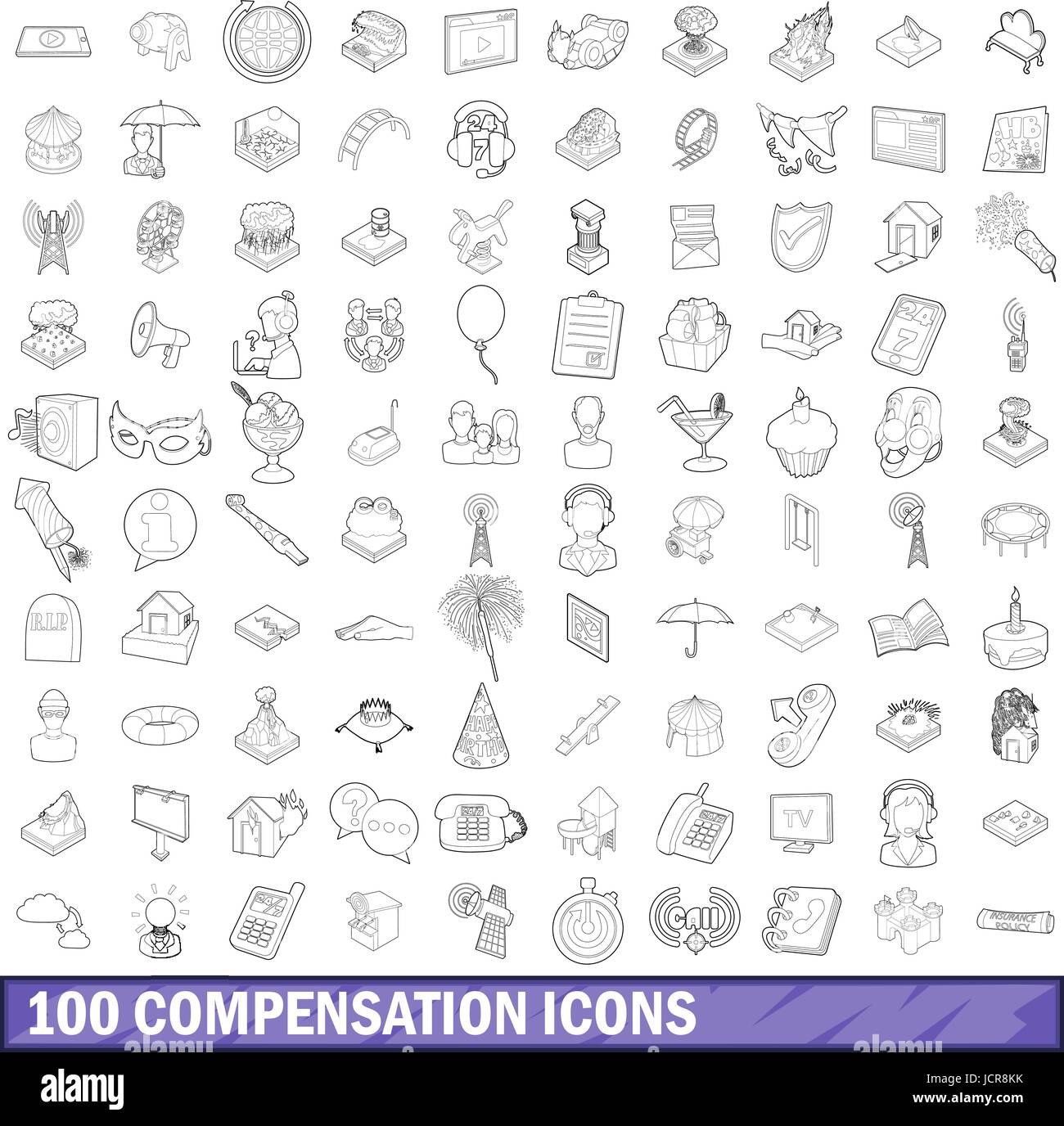 100 compensation icons set, outline style Stock Vector Image & Art - Alamy