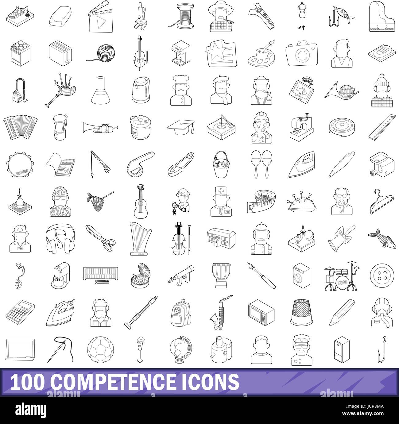 100 competence icons set, outline style Stock Vector Image & Art - Alamy