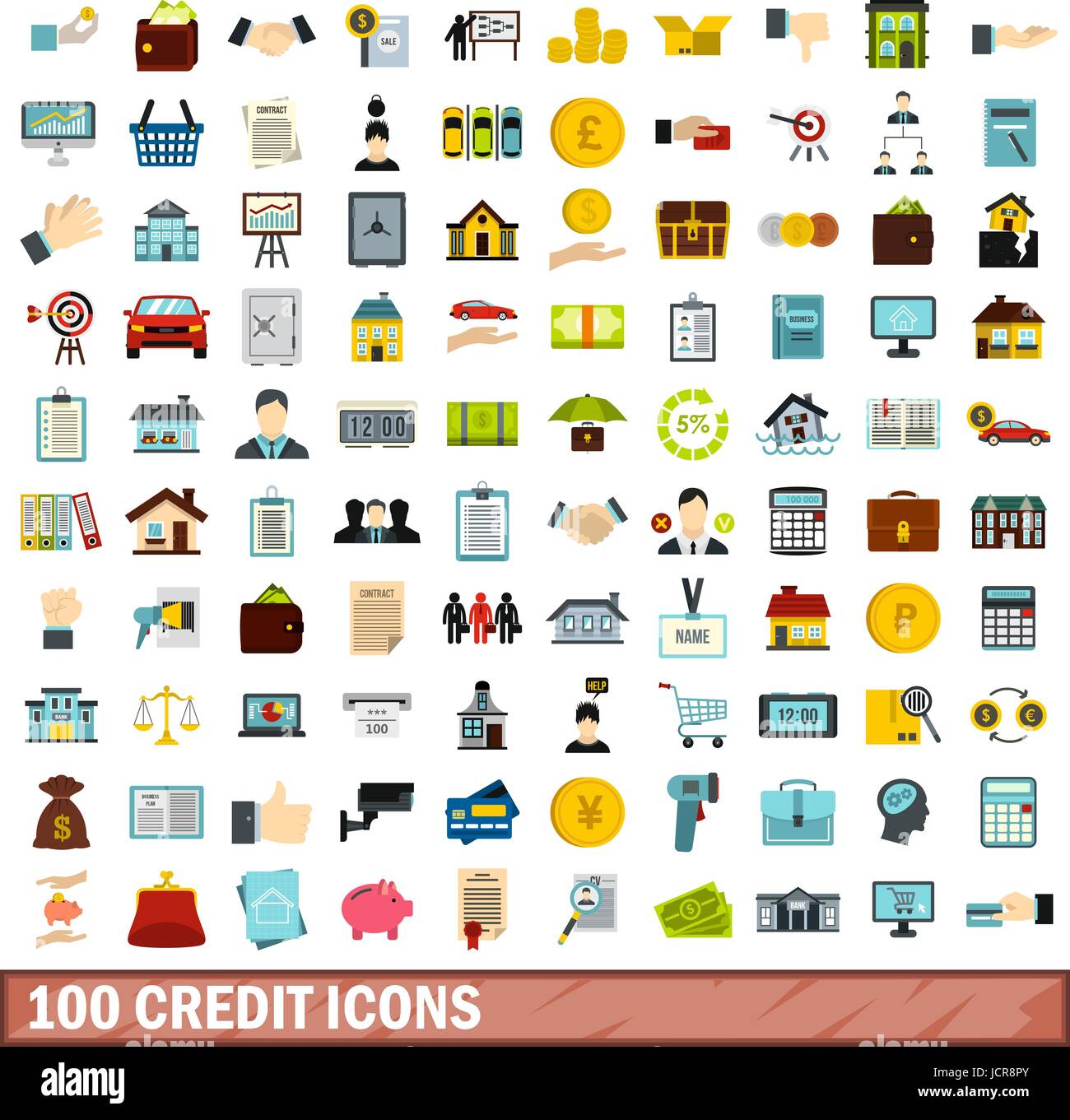 100 credit icons set, flat style Stock Vector Image & Art - Alamy