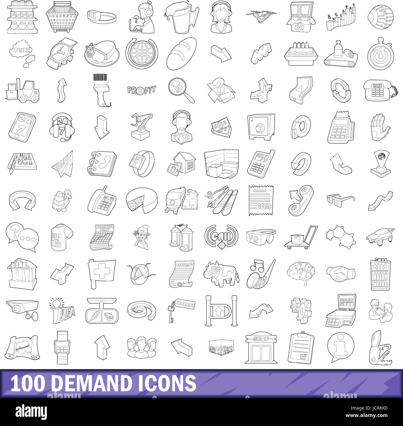 100 demand icons set, outline style Stock Vector Image & Art - Alamy