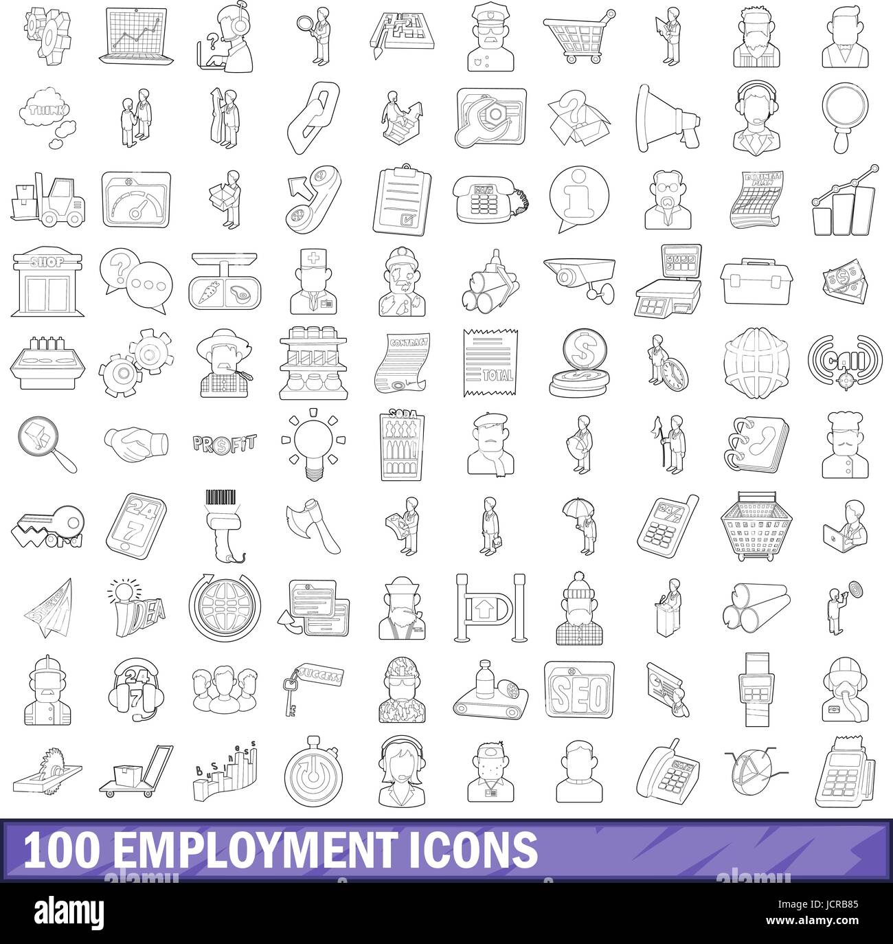 100 employment icons set, outline style Stock Vector Image & Art - Alamy