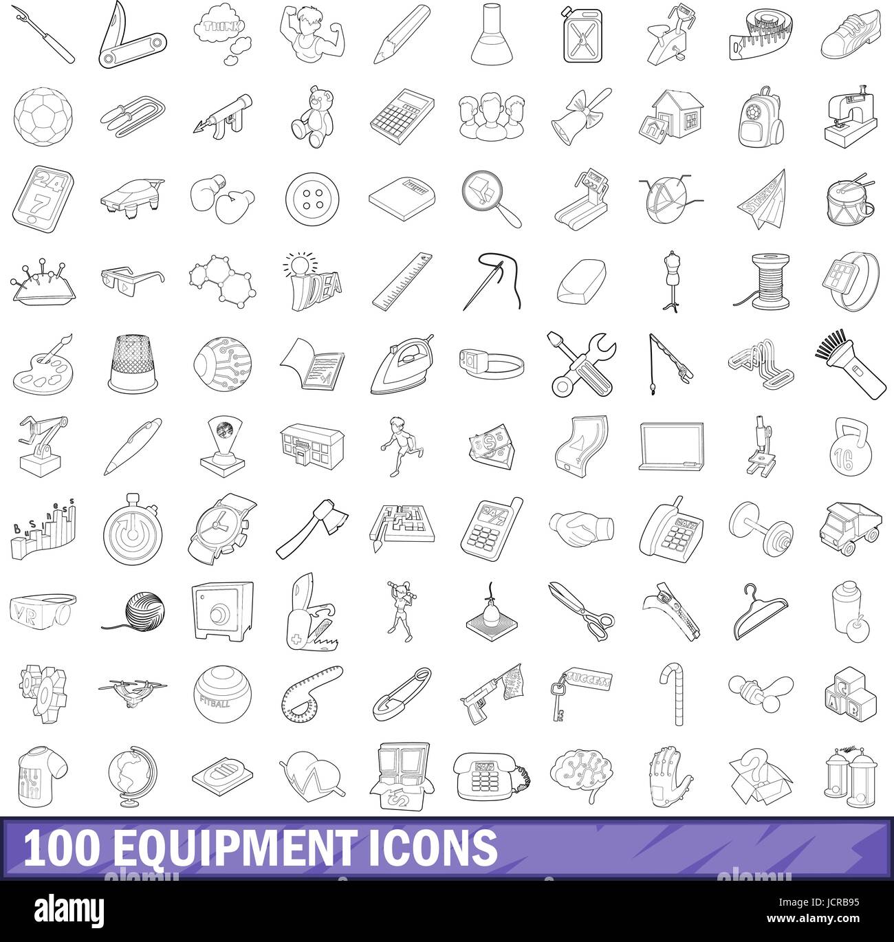 100 equipment icons set, outline style Stock Vector Image & Art - Alamy
