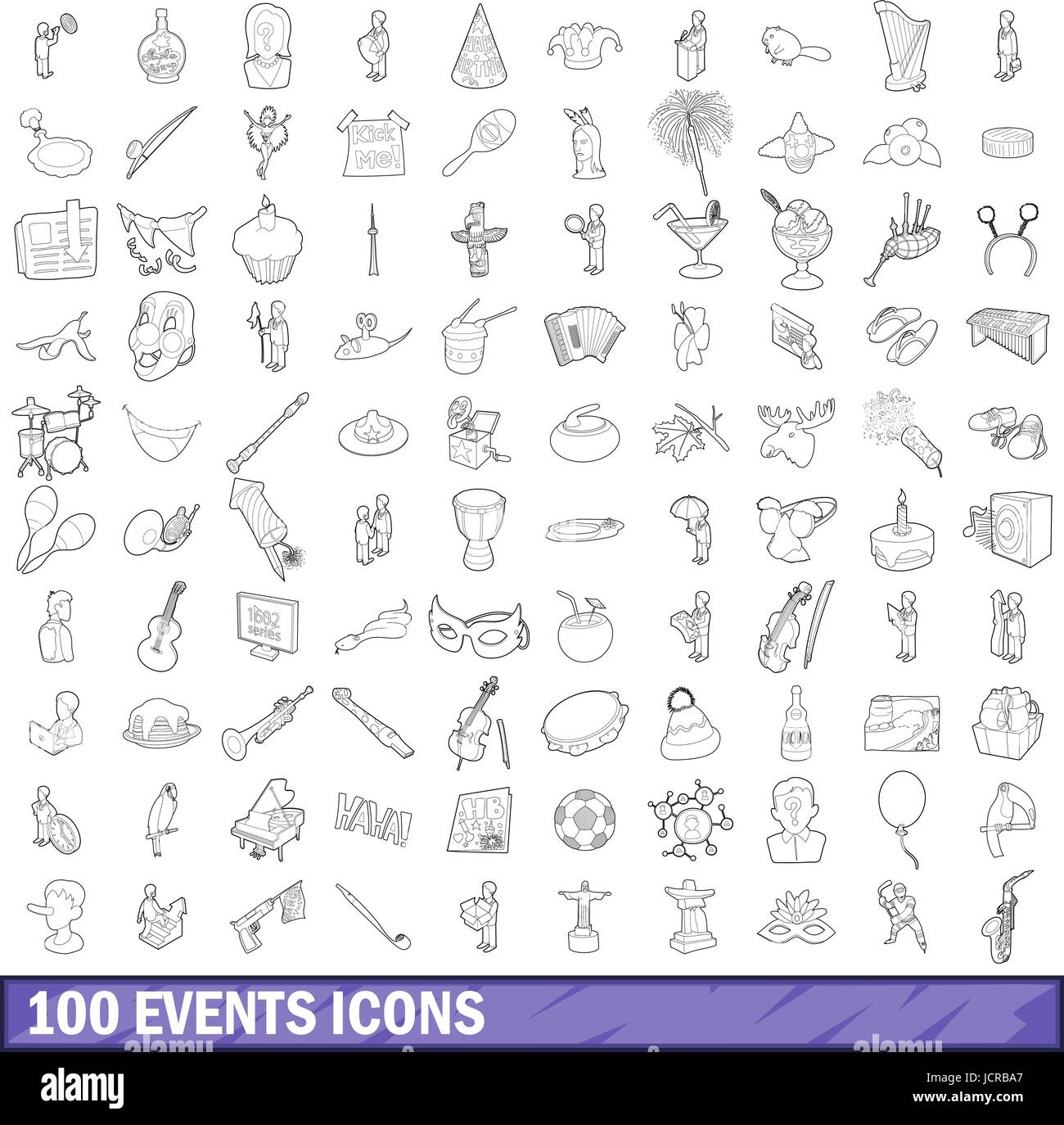 100 events icons set, outline style Stock Vector Image & Art - Alamy
