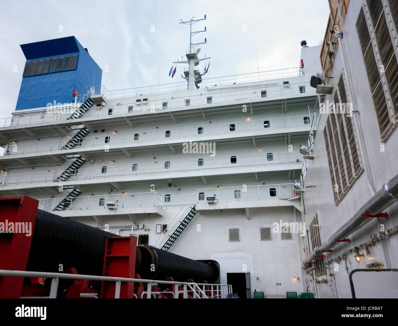 Overview of the deck of a pipe lay vessel. The ship's deck Stock Photo ...