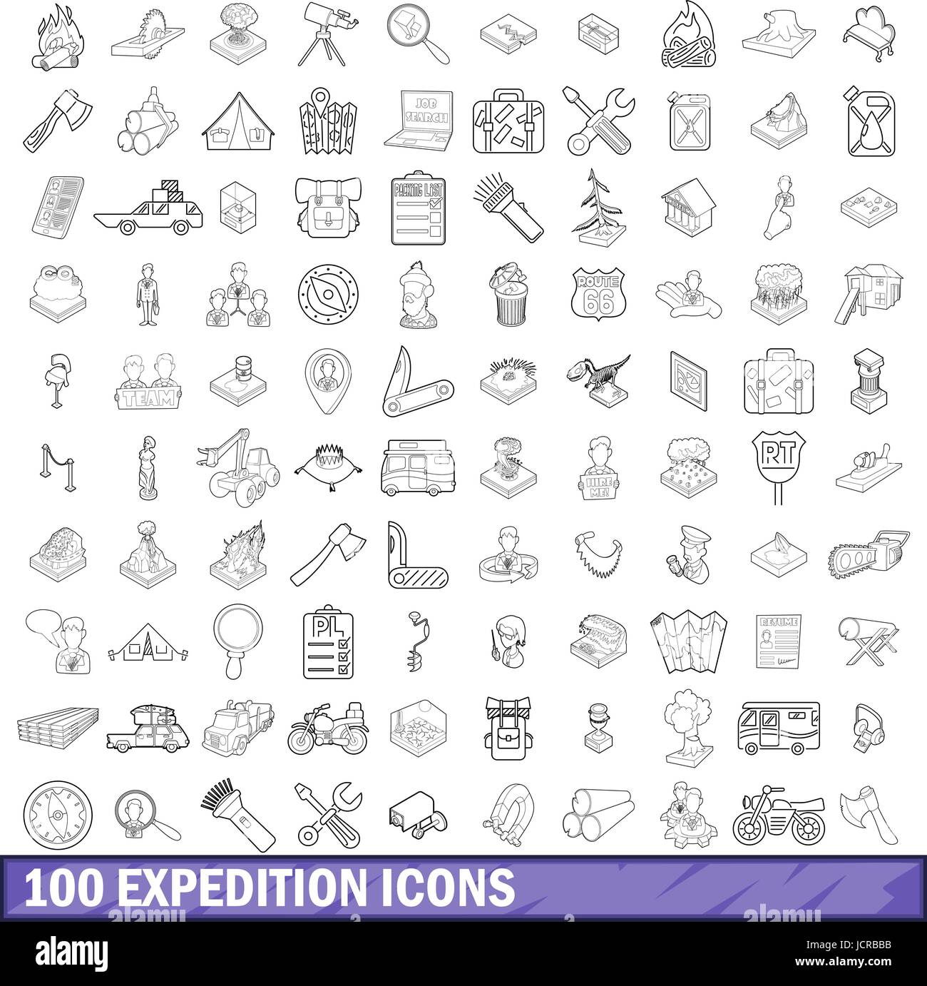 100 expedition icons set, outline style Stock Vector Image & Art - Alamy