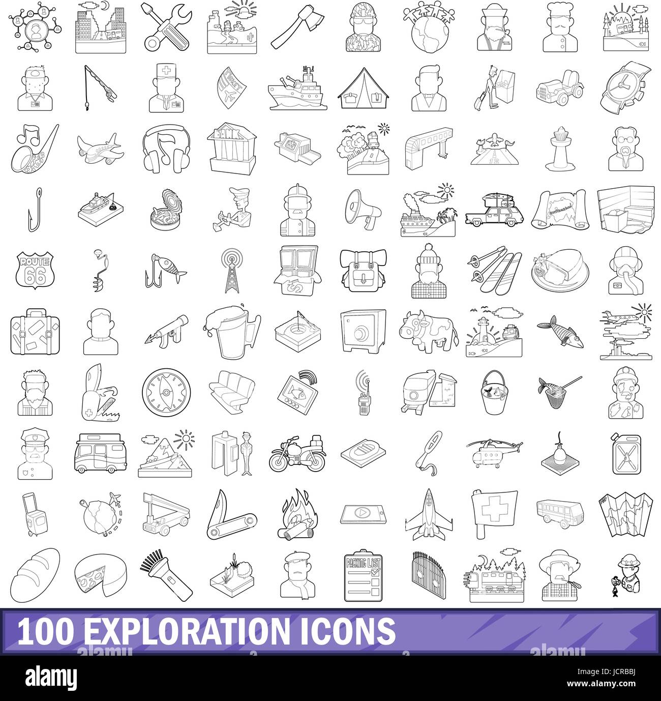 100 exploration icons set, outline style Stock Vector Image & Art - Alamy
