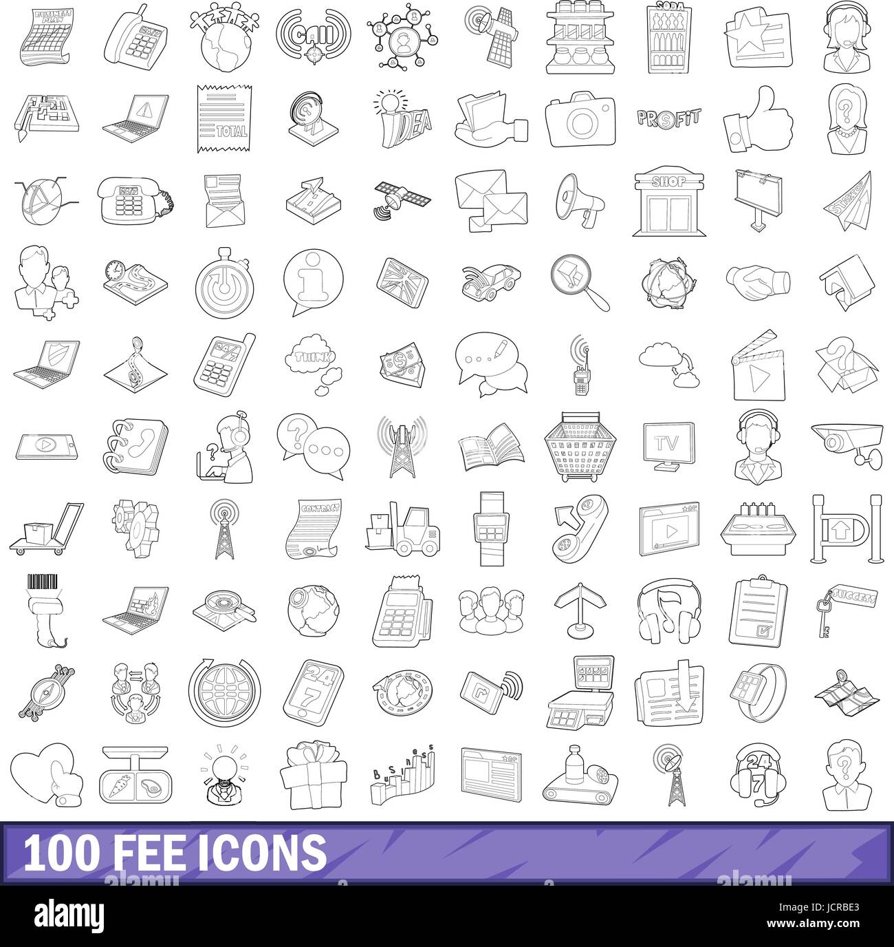 100 fee icons set, outline style Stock Vector Image & Art - Alamy