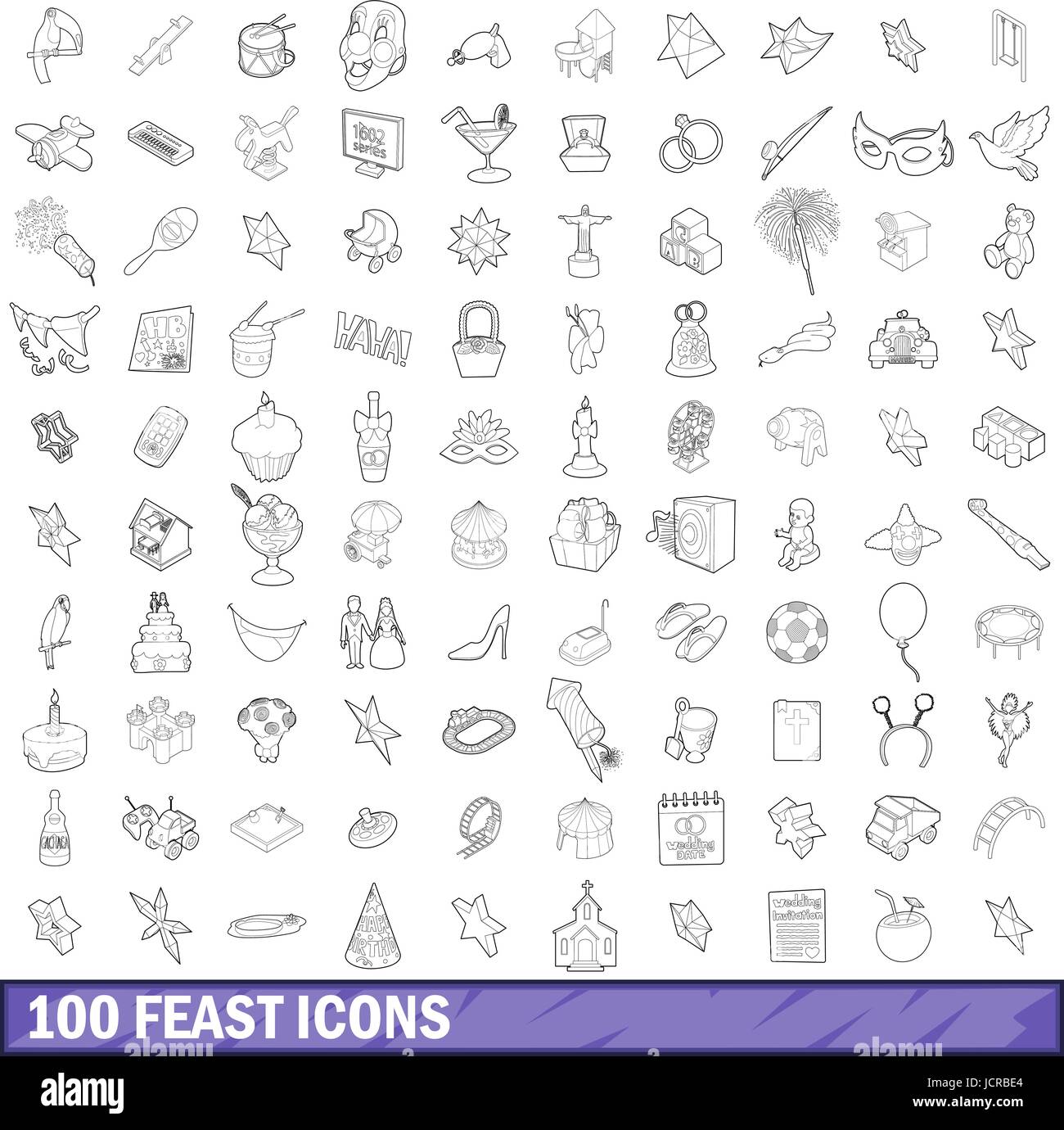 100 feast icons set, outline style Stock Vector Image & Art - Alamy