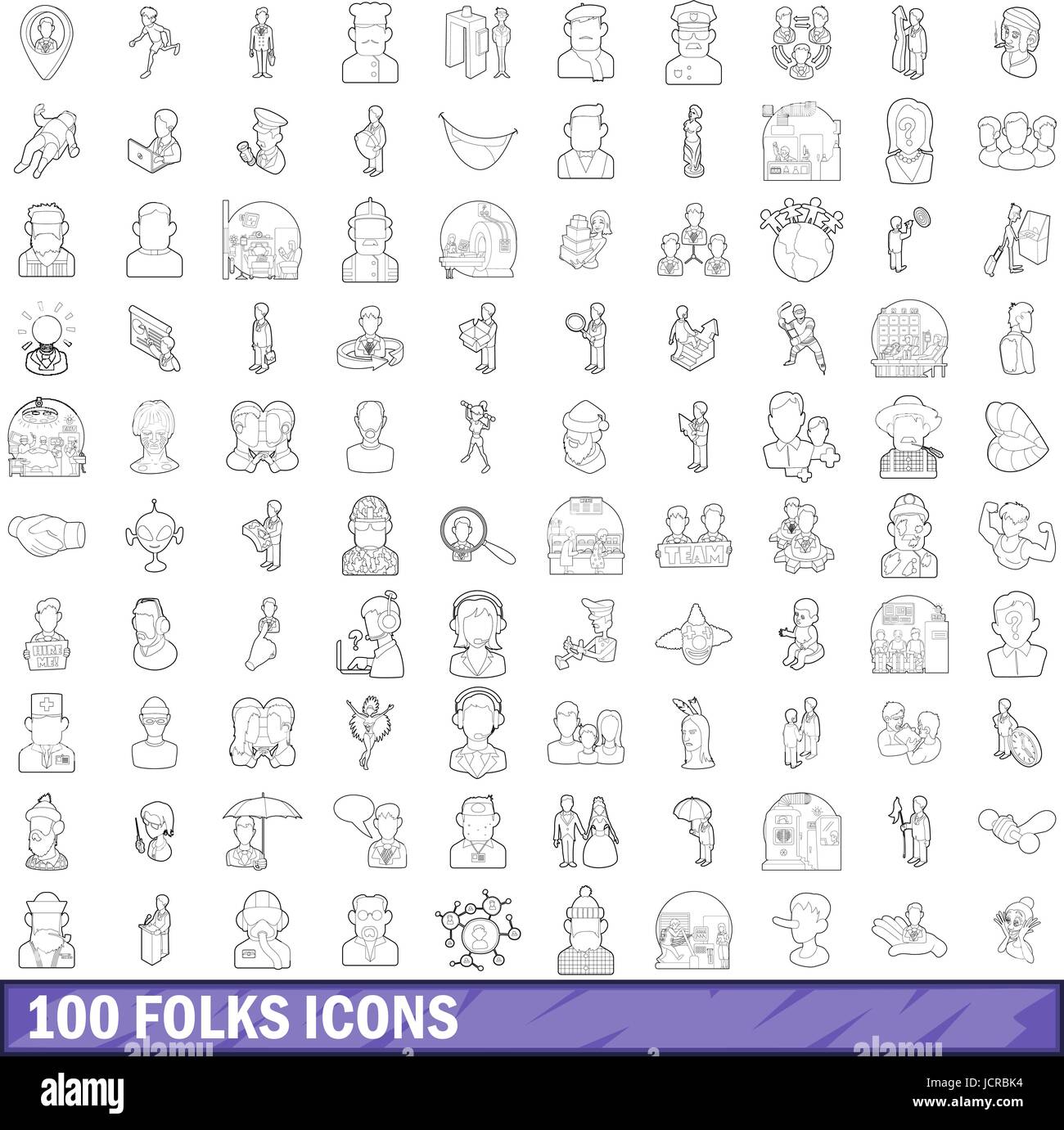 100 folks icons set, outline style Stock Vector Image & Art - Alamy