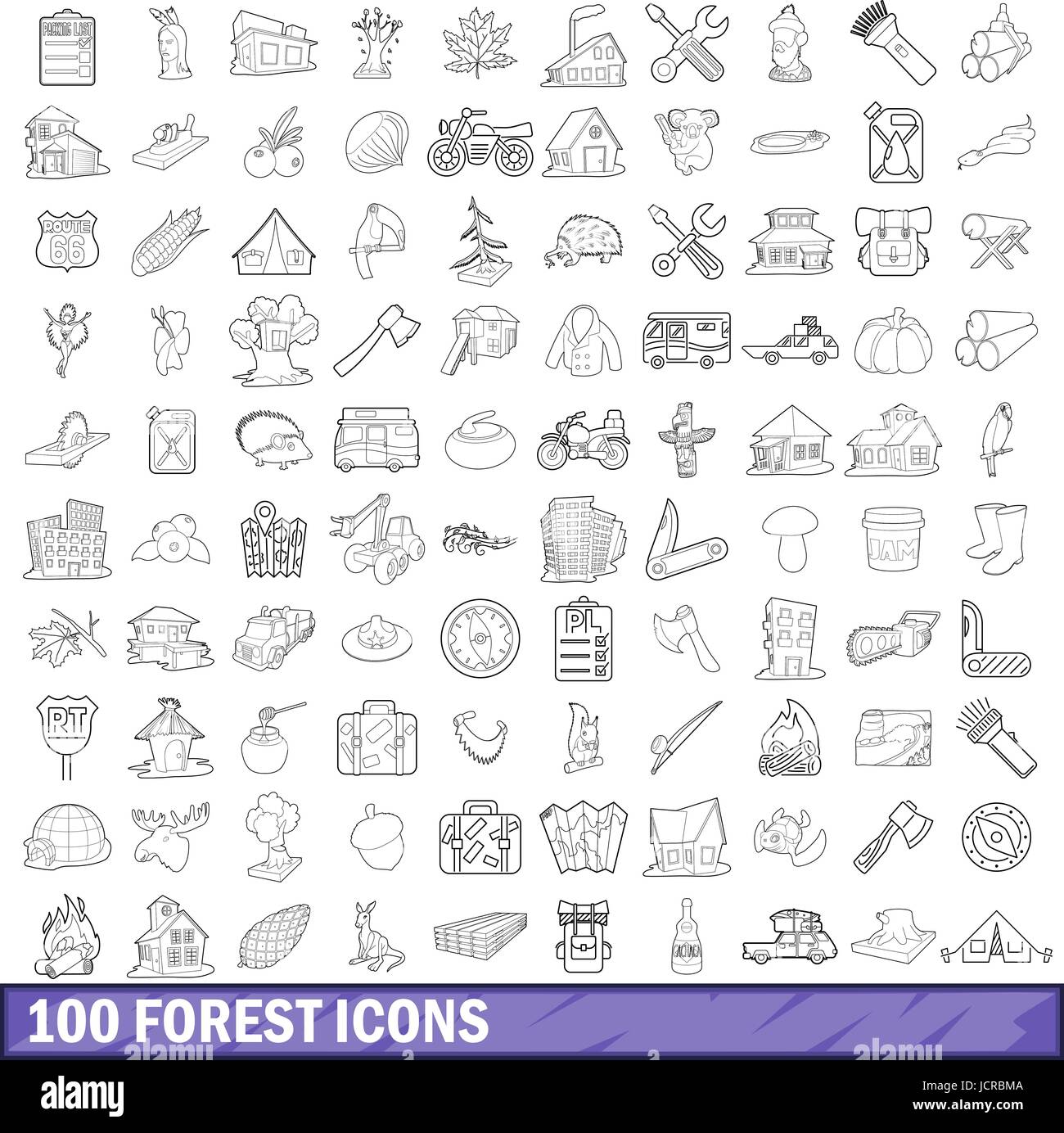 100 forest icons set, outline style Stock Vector Image & Art - Alamy