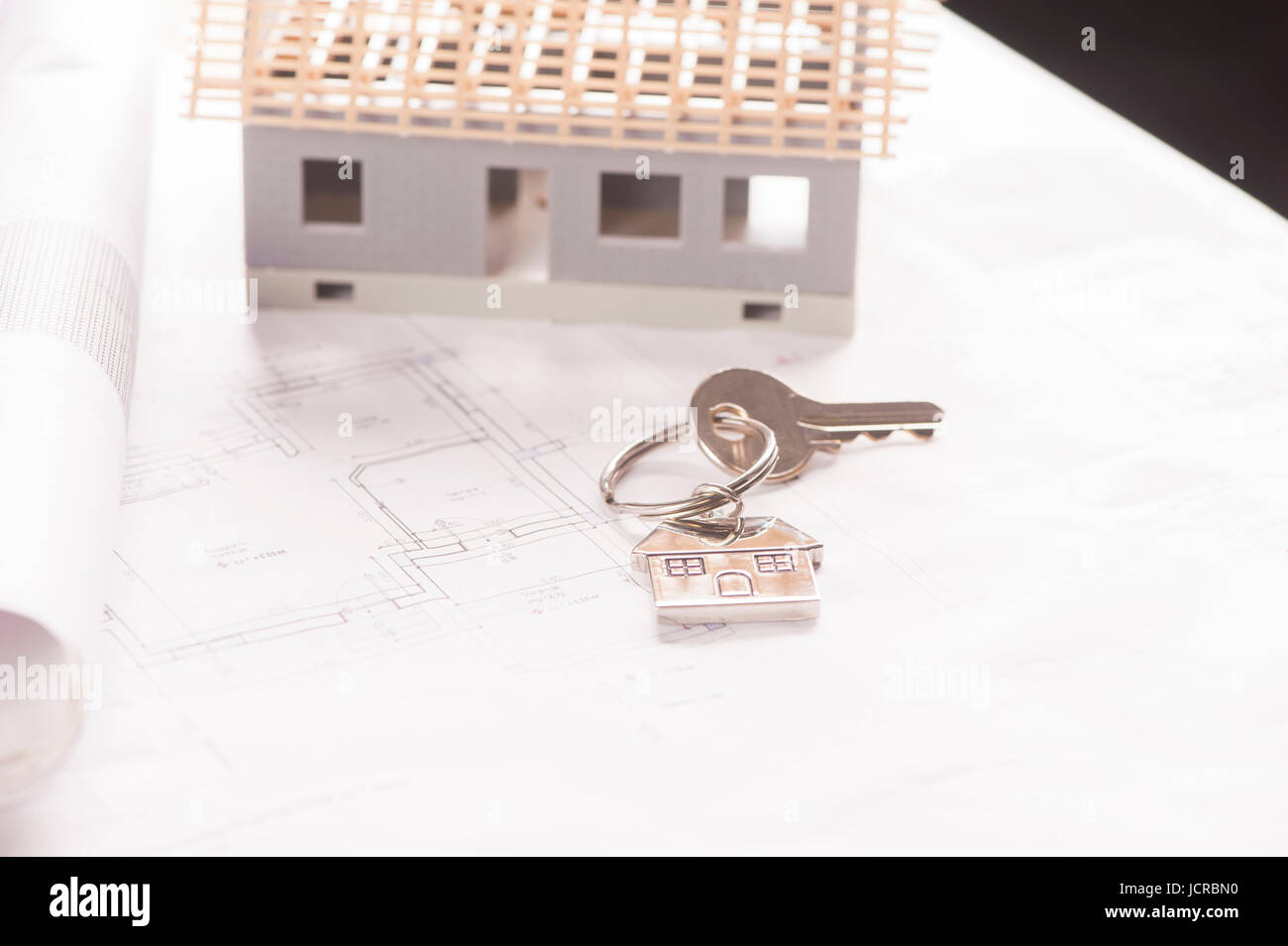 keys with house on background Stock Photo - Alamy