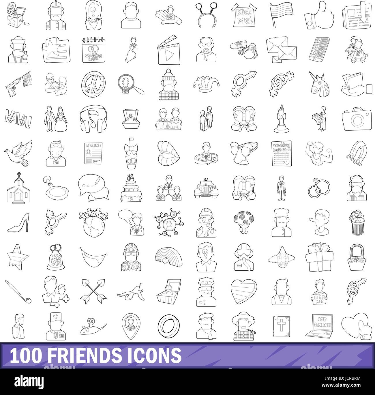 100 friends icons set, outline style Stock Vector Image & Art - Alamy