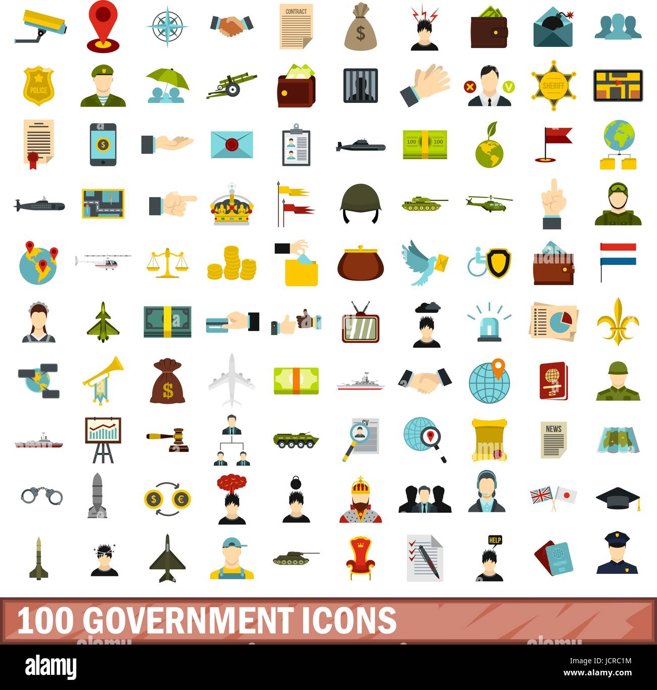 100 government icons set, flat style Stock Vector Image & Art - Alamy