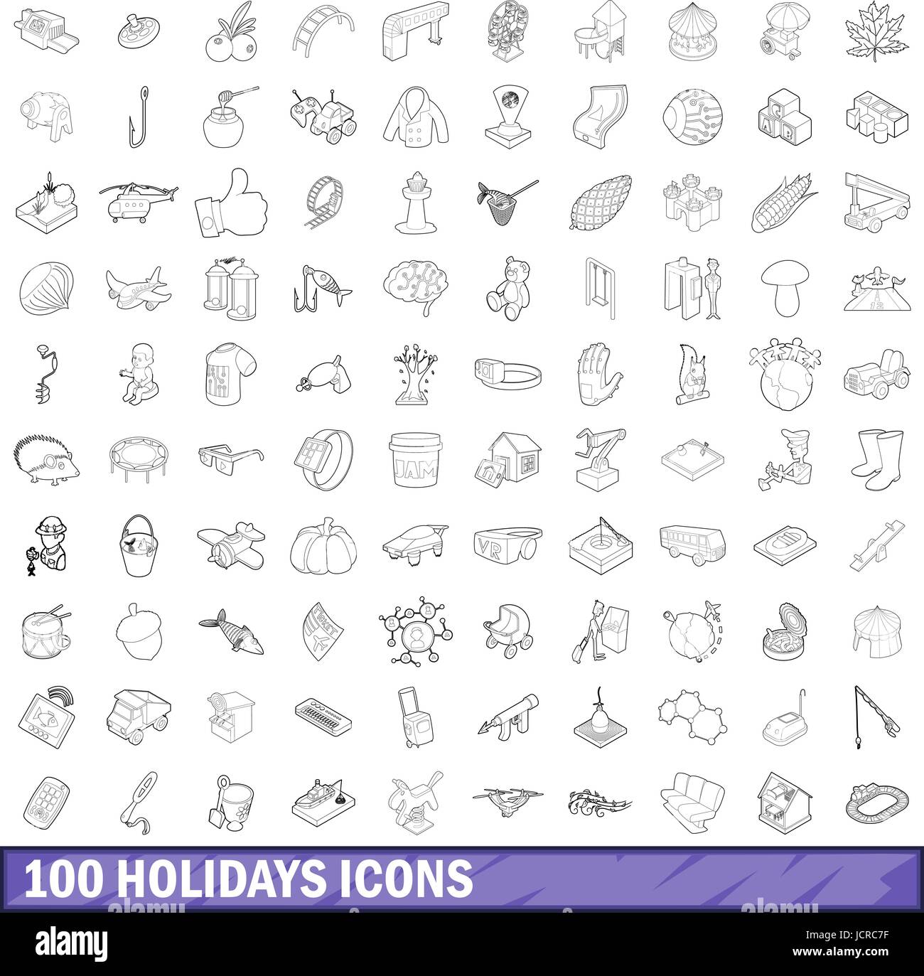 100 holidays icons set, outline style Stock Vector Image & Art - Alamy