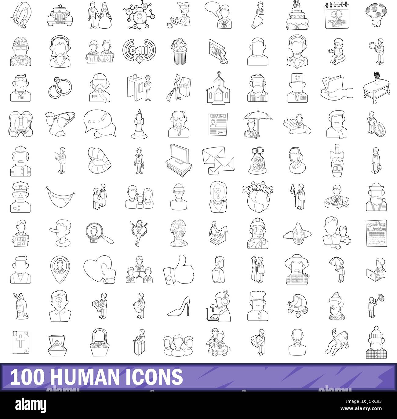 100 human icons set, outline style Stock Vector Image & Art - Alamy