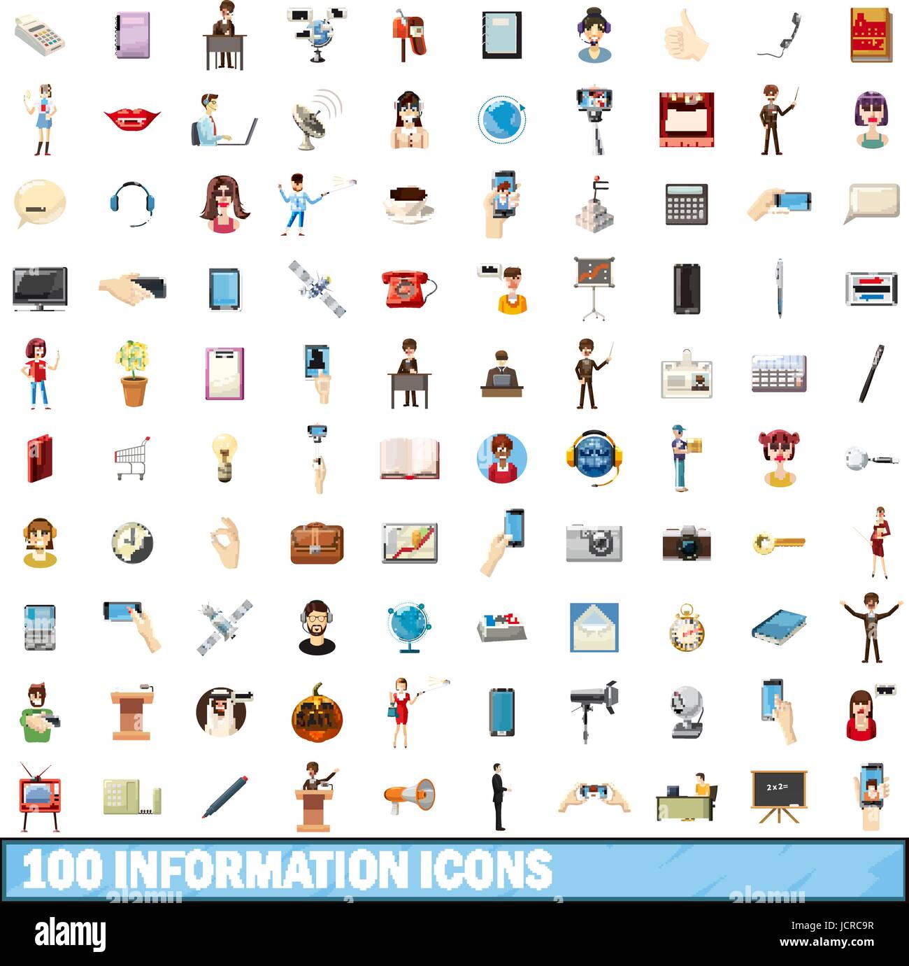 100 information icons set, cartoon style Stock Vector Image & Art - Alamy