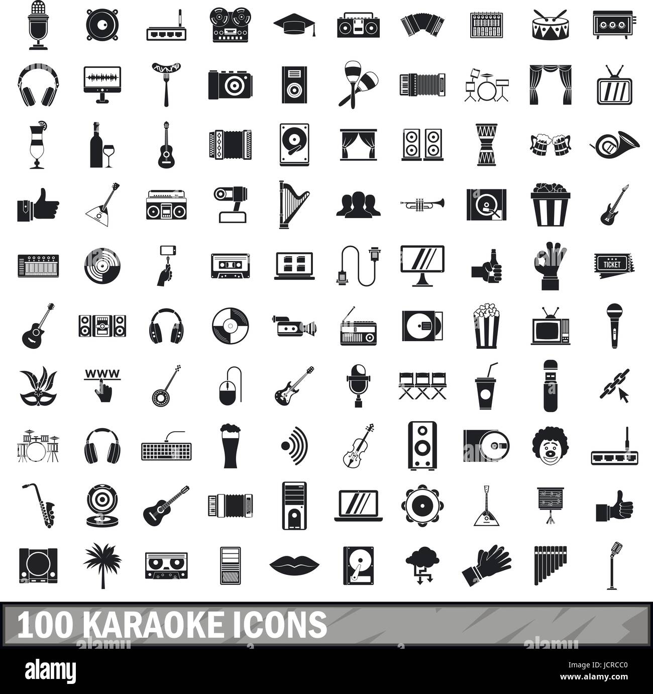100 karaoke icons set, simple style Stock Vector Image & Art - Alamy