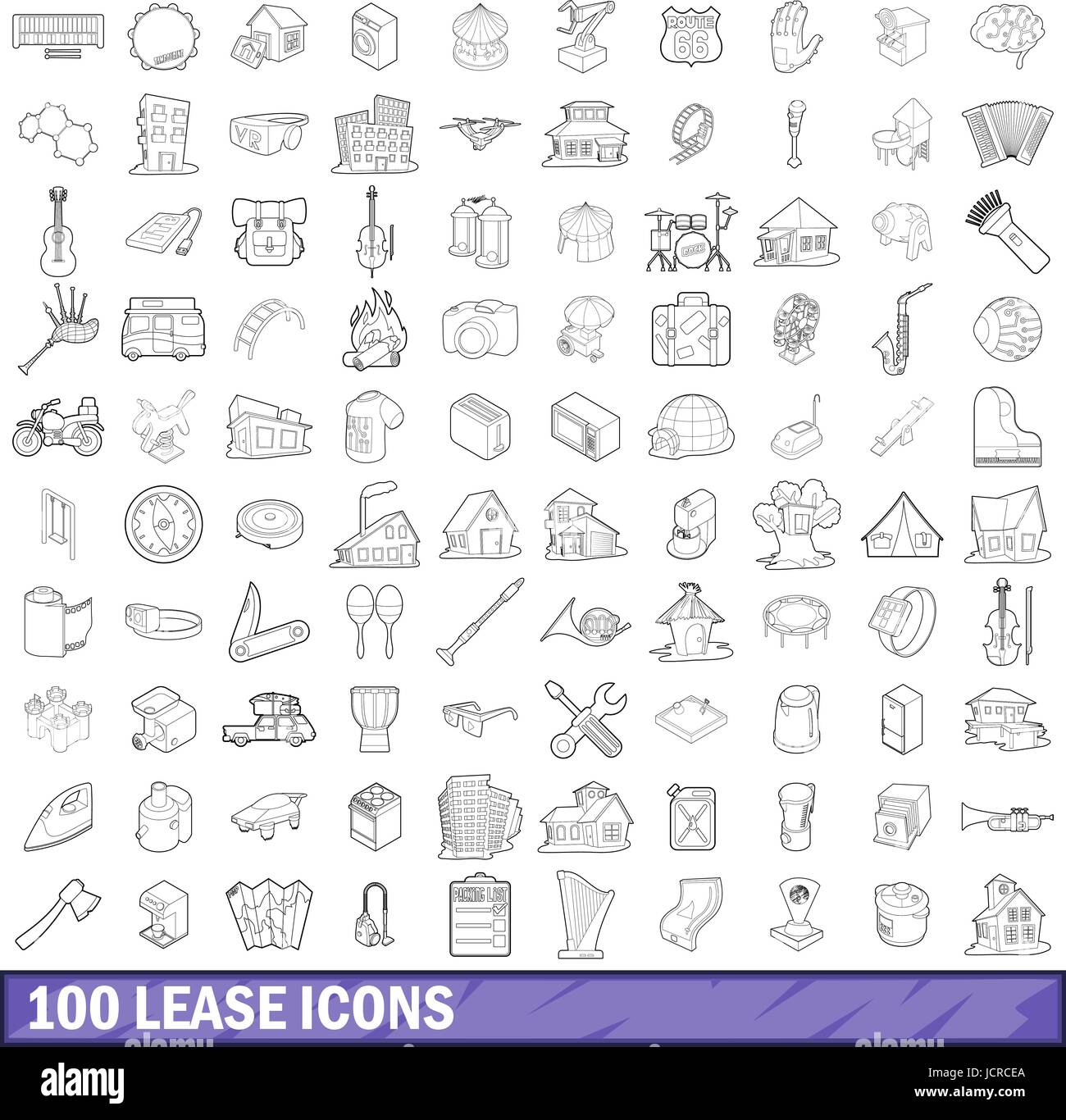 100 lease icons set, outline style Stock Vector Image & Art - Alamy