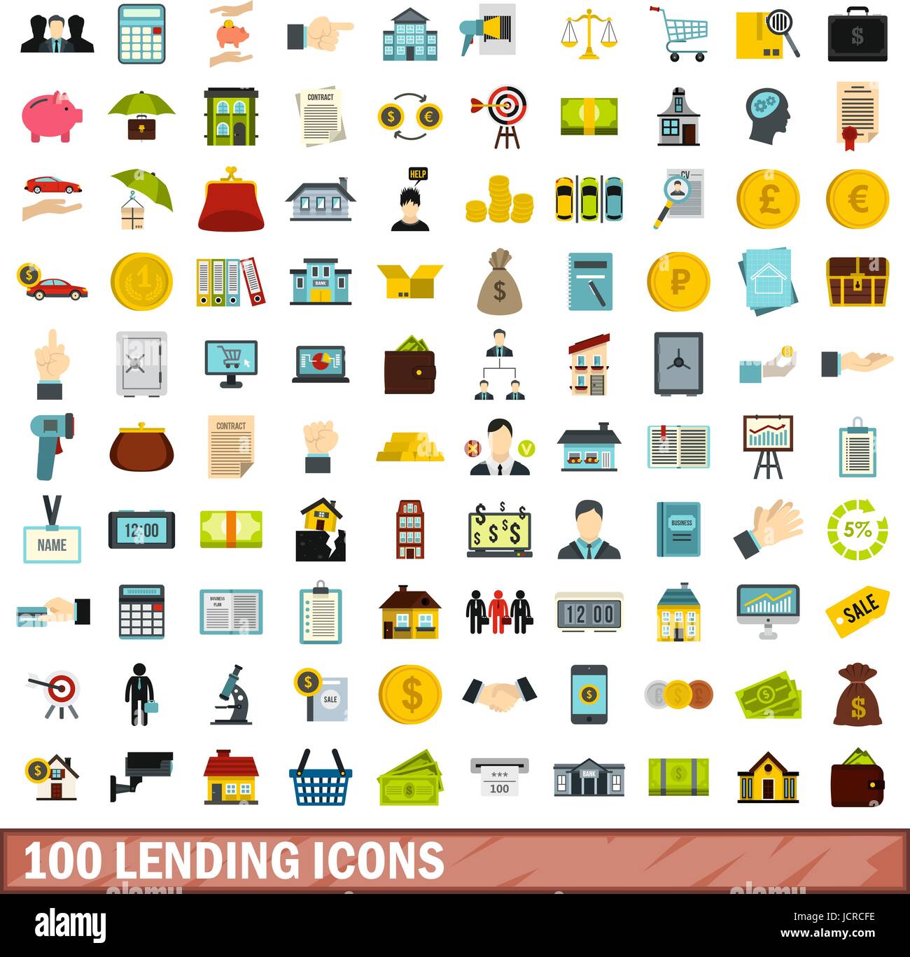 100 lending icons set, flat style Stock Vector Image & Art - Alamy