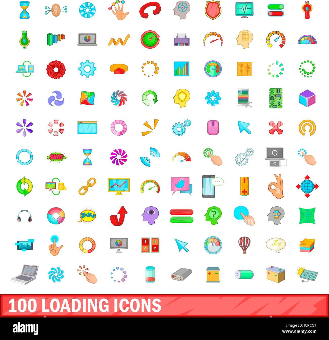 100 loading icons set, cartoon style Stock Vector Image & Art - Alamy