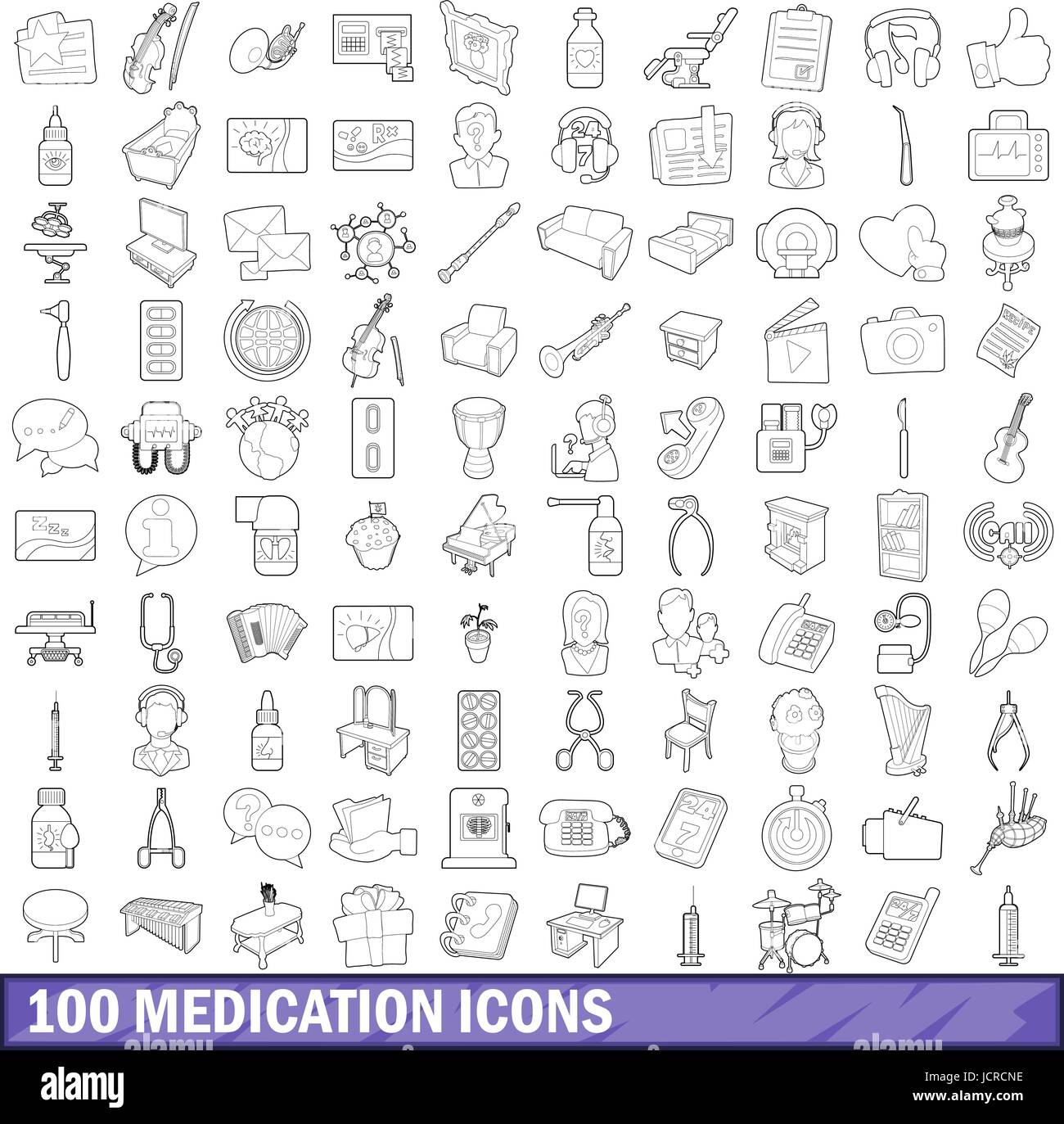 100 medication icons set, outline style Stock Vector Image & Art - Alamy