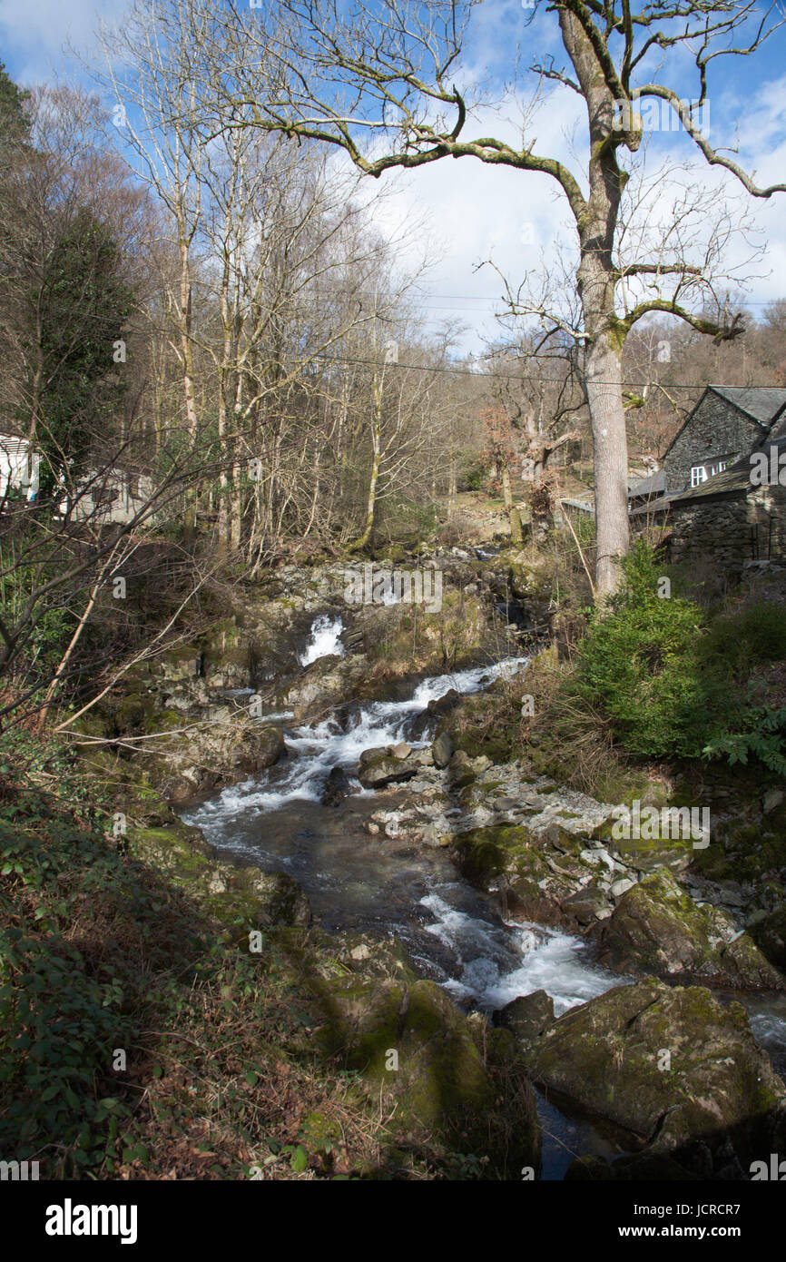 Rydal Falls Rydal Hall Ambleside The Lake District Cumbria England ...