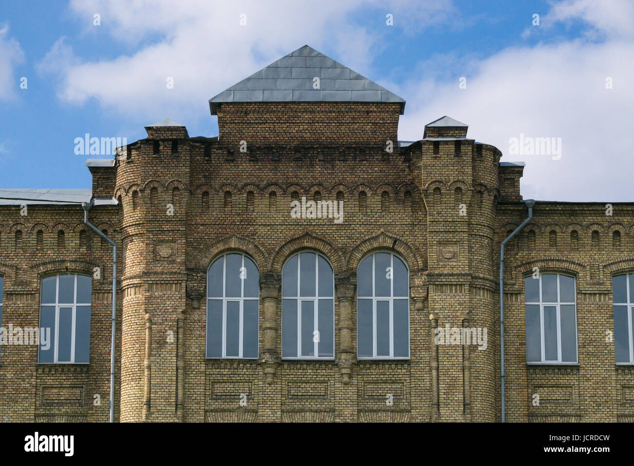 facade of administrative building with windows, arch and column Stock ...
