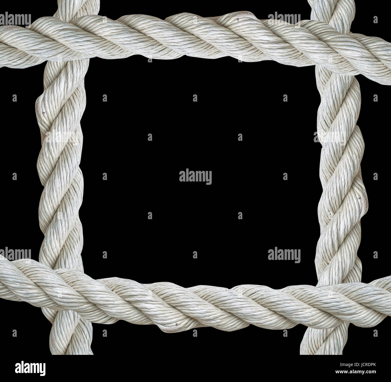 Close up on white rope frame isolated on black background Stock Photo ...