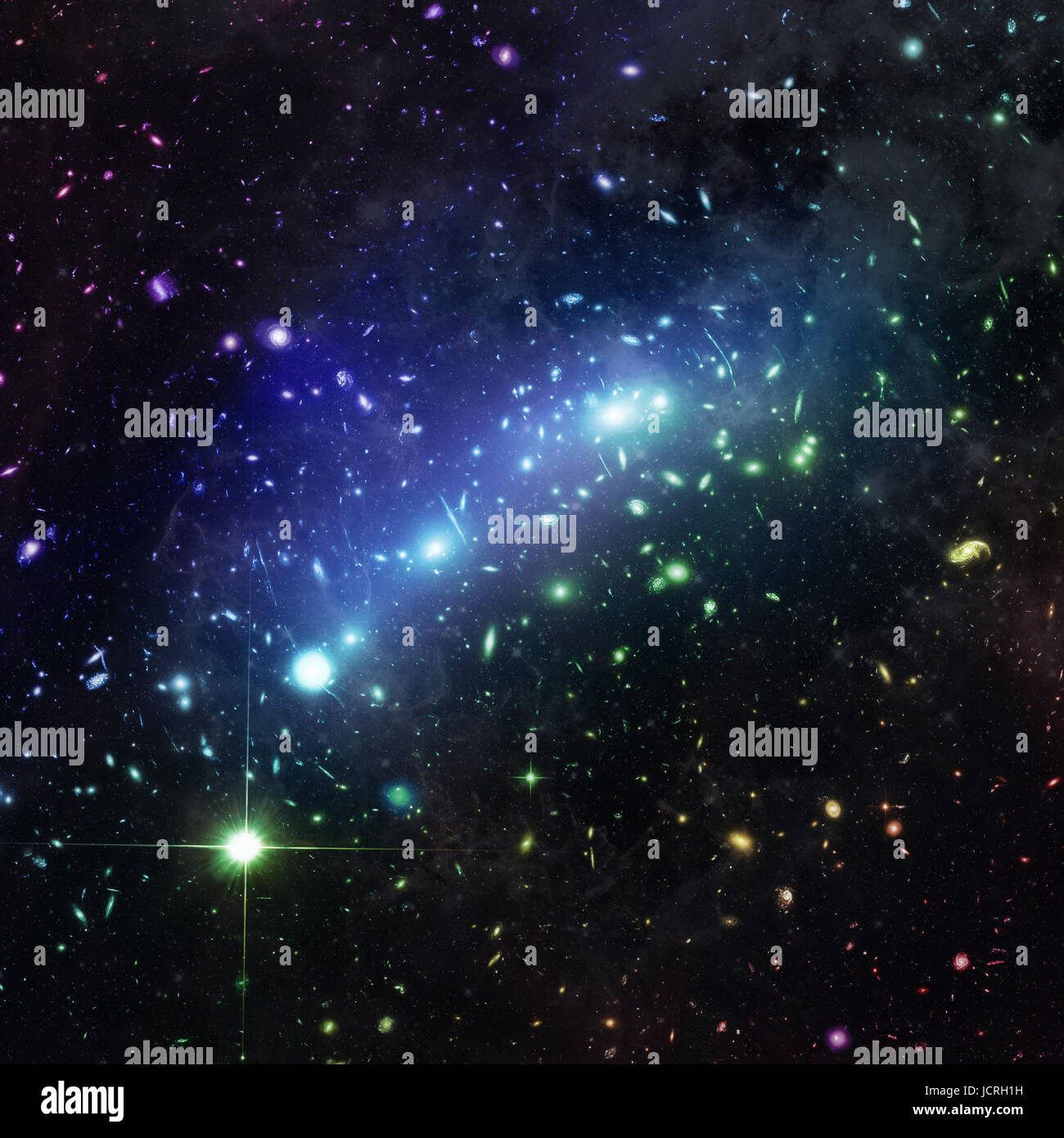 Cosmic kaleidoscope of galaxy clusters, forming a single object known ...