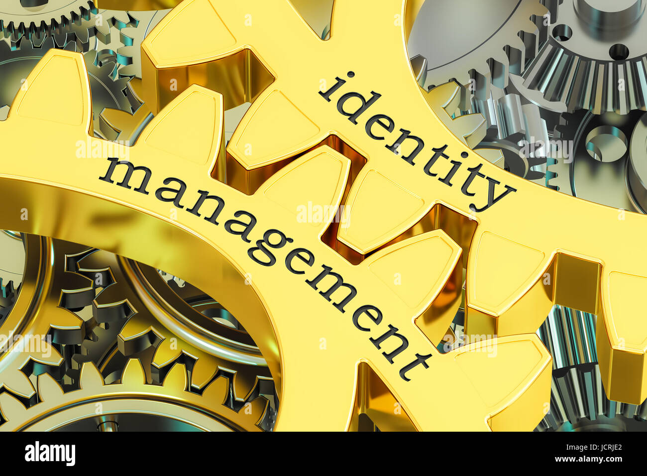 identity management concept on the gearwheels, 3D rendering Stock Photo ...