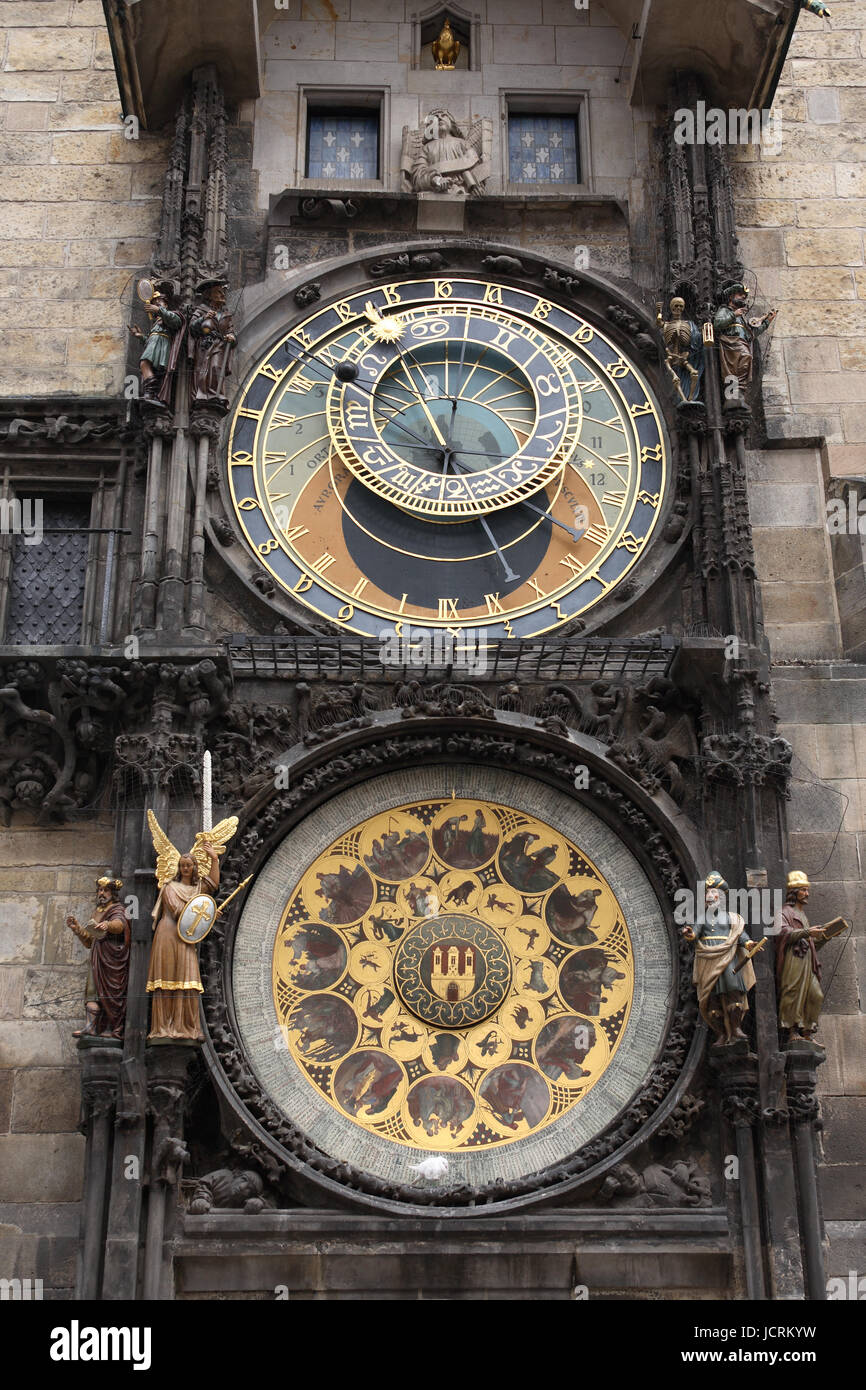 Famous Prague Town Hall tower with astronomical clock, Czech Republic ...