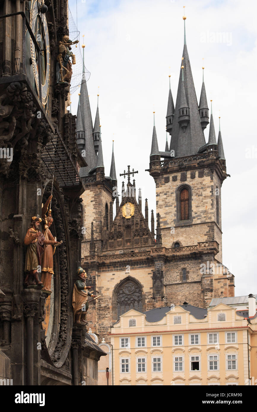 Famous Prague Town Hall tower and Church Of Our Lady, Czech Republic ...
