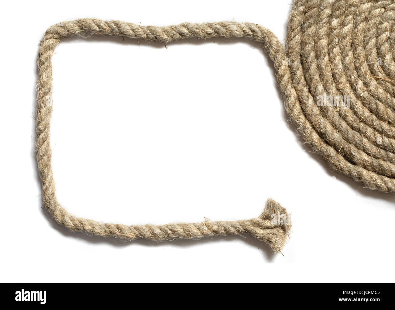 Frame made from hemp rope on white background Stock Photo - Alamy