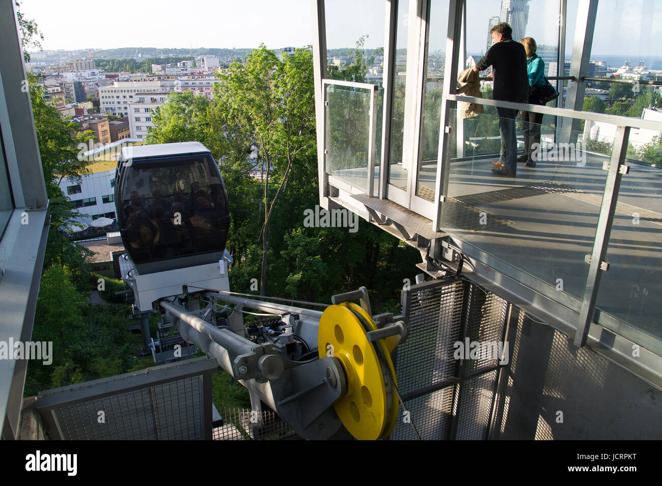 Cable car connecting Plac Grunwaldzki and the peak of Kamienna Gora in ...
