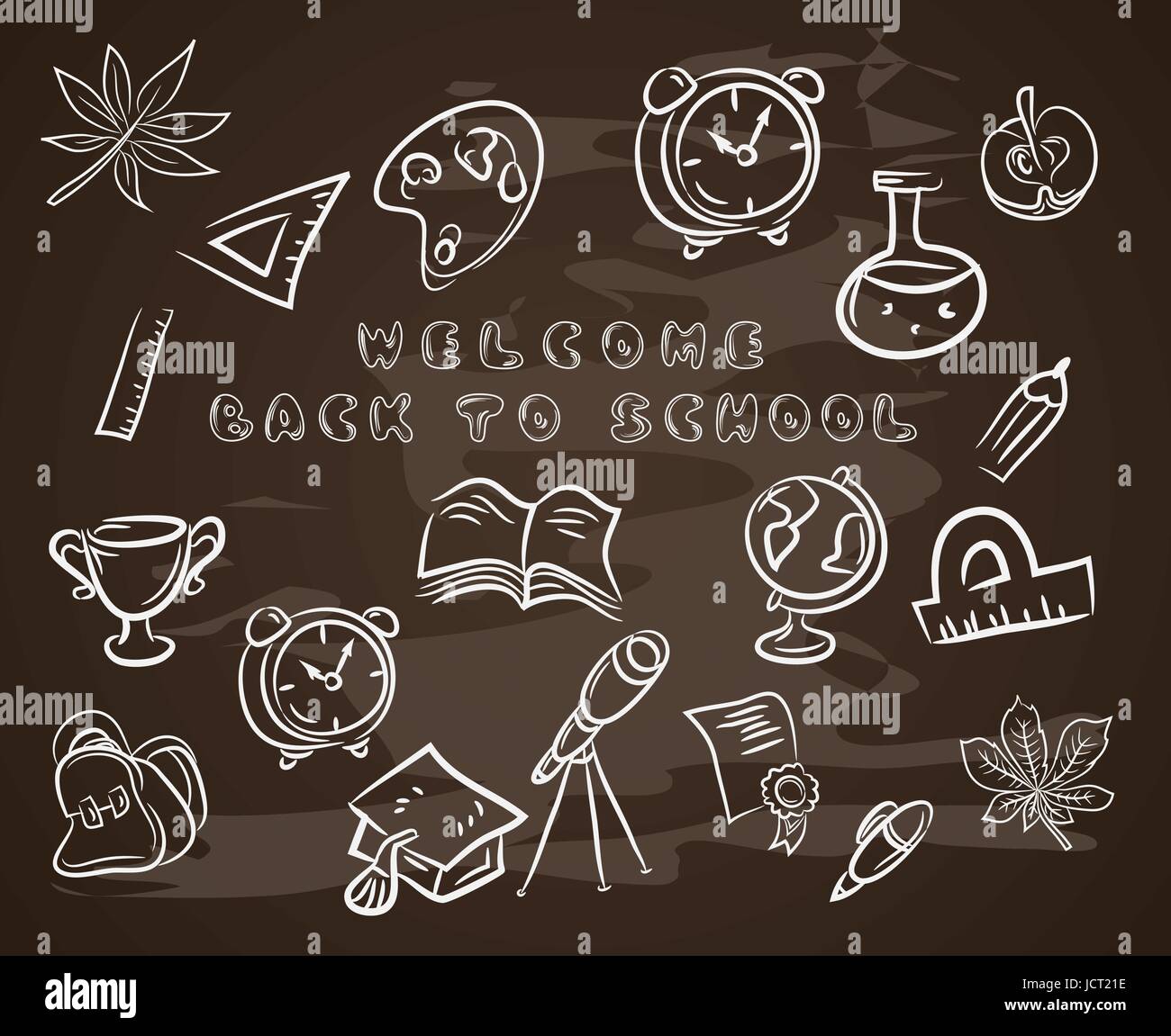 Alarm clock on blackboard Stock Vector Images - Alamy