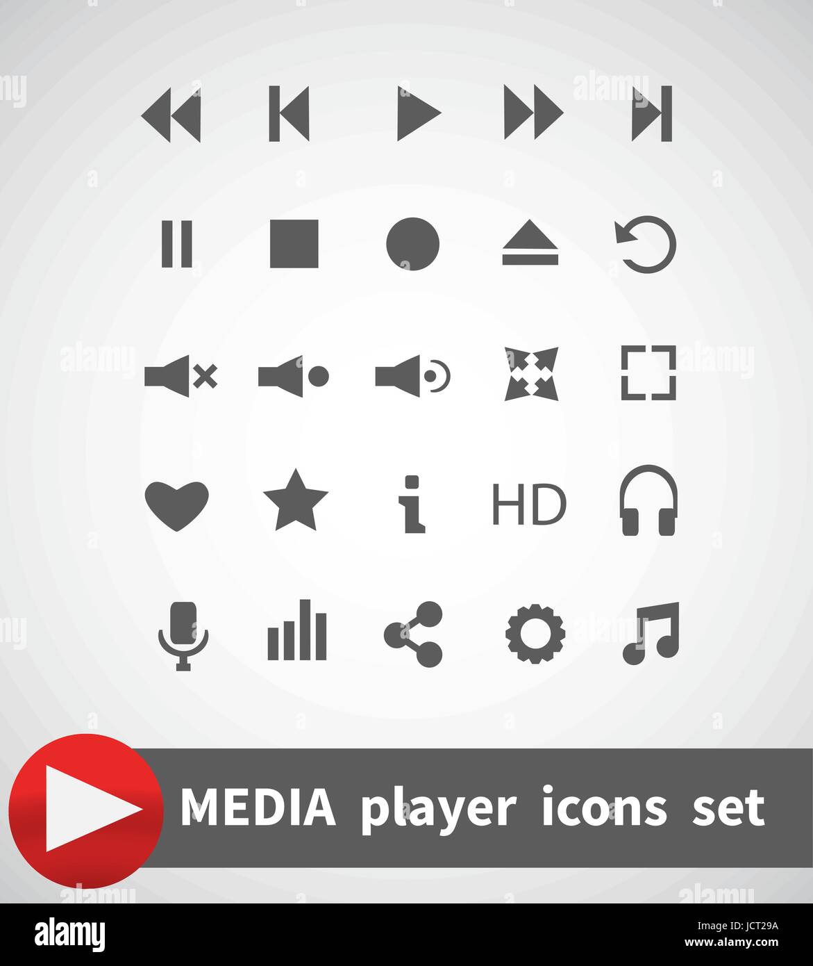 Media Player Icons Set. Multimedia. Isolated. Vector Illustration Stock ...