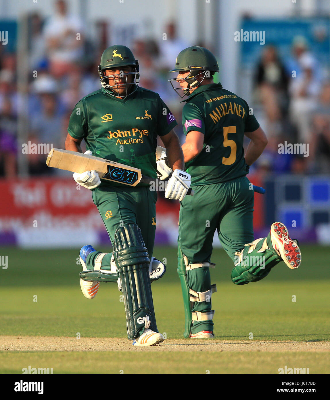Nottinghamshire's Samit Patel (left) and Steven Mullaney during the ...