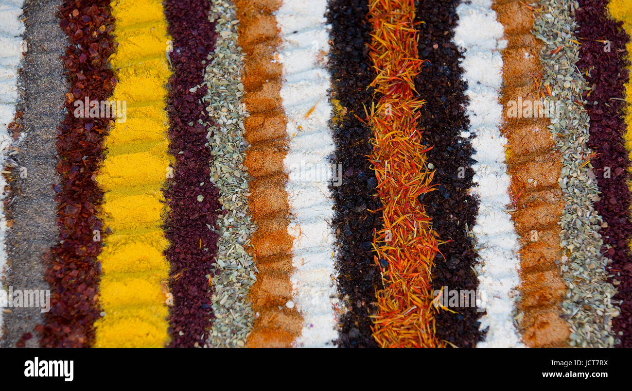 Background salt pepper saffron spices dried tomatoes Stock Photo - Alamy