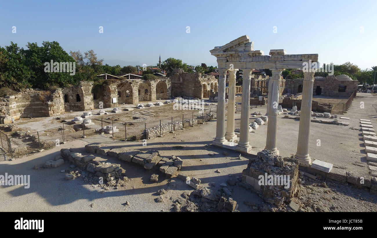 Ruins of the ancient city of Side and the Amphitheatre photo Stock ...