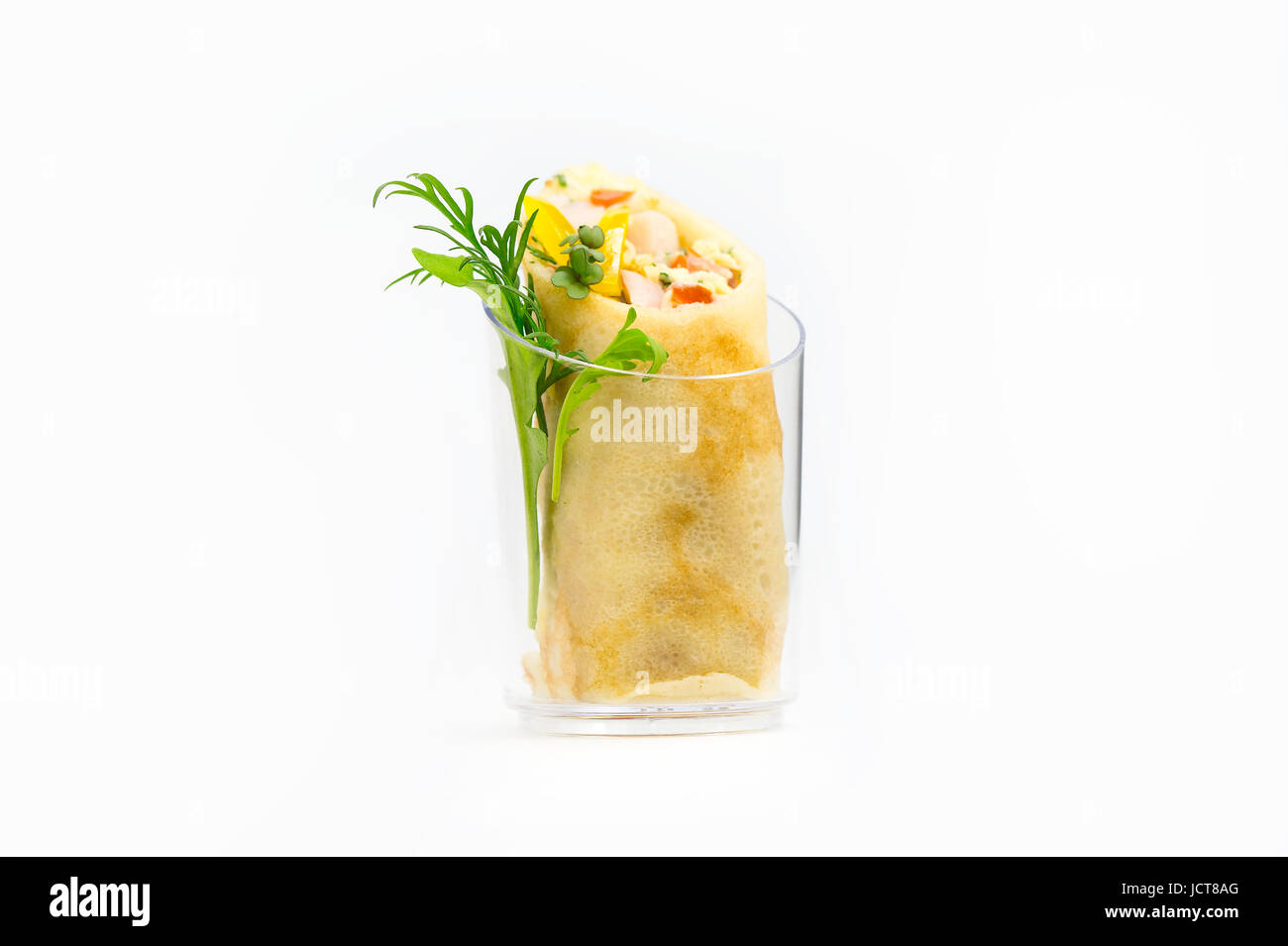 Mini Canape with meat and vegetables in plastic cups Stock Photo - Alamy
