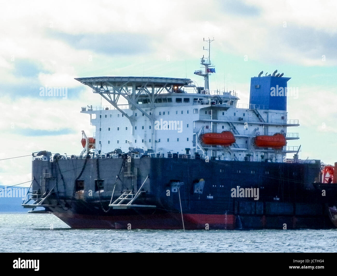 The cargo ship with the crane, the top view. Pipelaying barge Stock ...