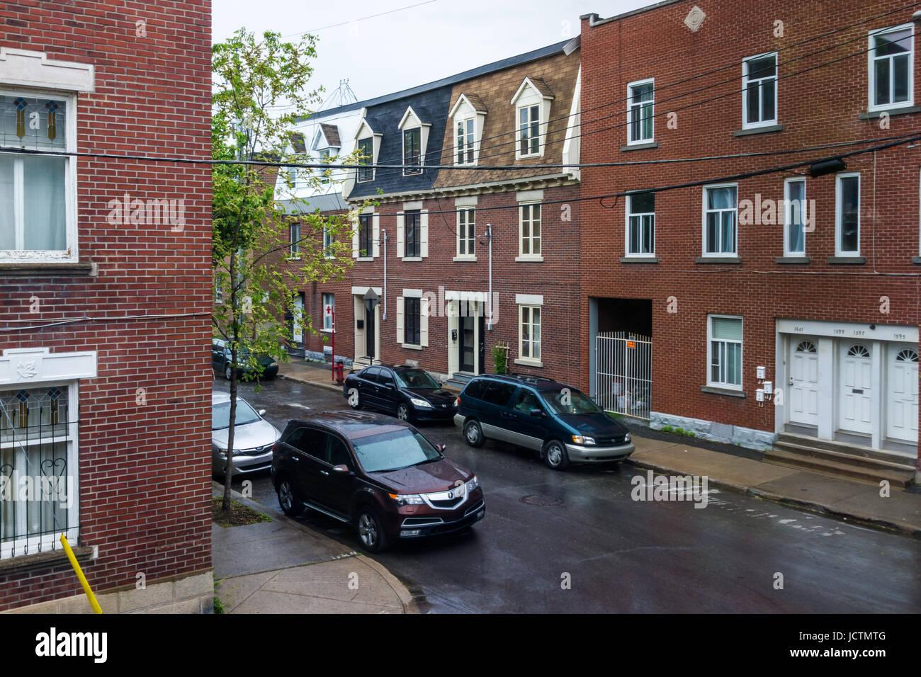 Montreal, Canada - May 25, 2017: Residential brick buildings in Quebec ...