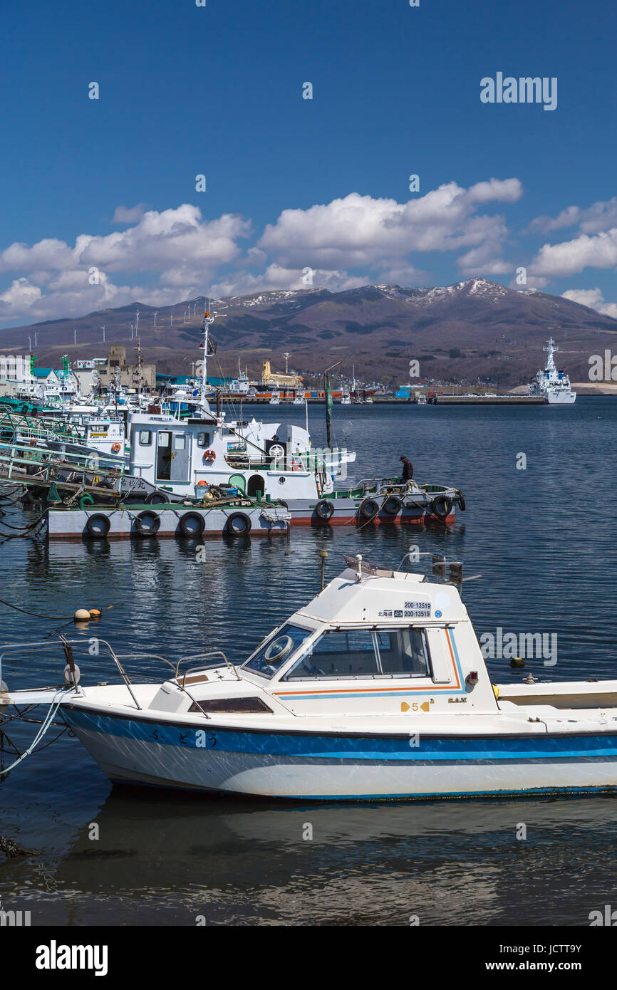 Boats docked in the port of Muroran, Hokkaido Prefecture, Japan Stock ...