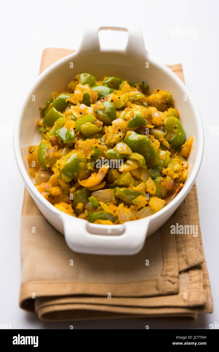 shimla mirch sabji or simla mirch sabzi or spicy capsicum indian food ...