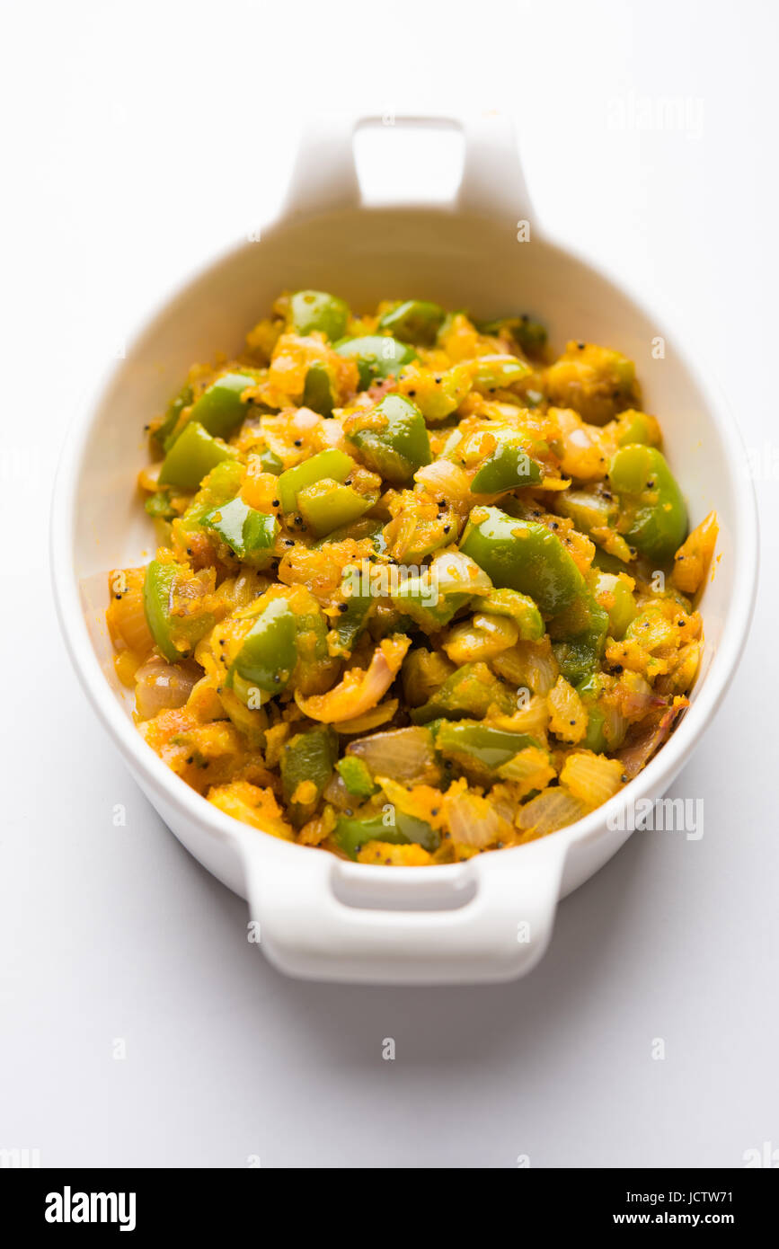 shimla mirch sabji or simla mirch sabzi or spicy capsicum indian food ...