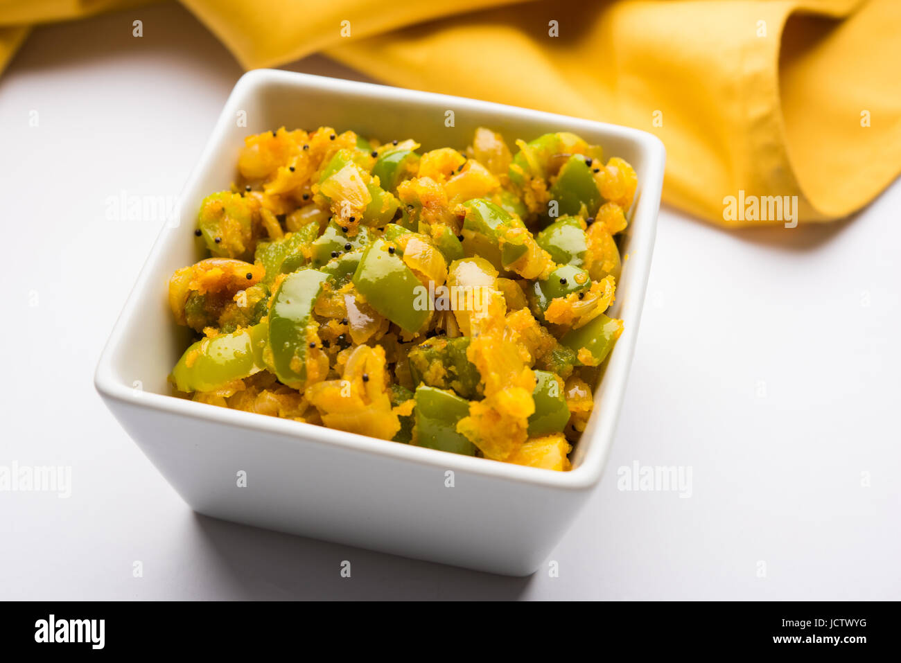 shimla mirch sabji or simla mirch sabzi or spicy capsicum indian food ...